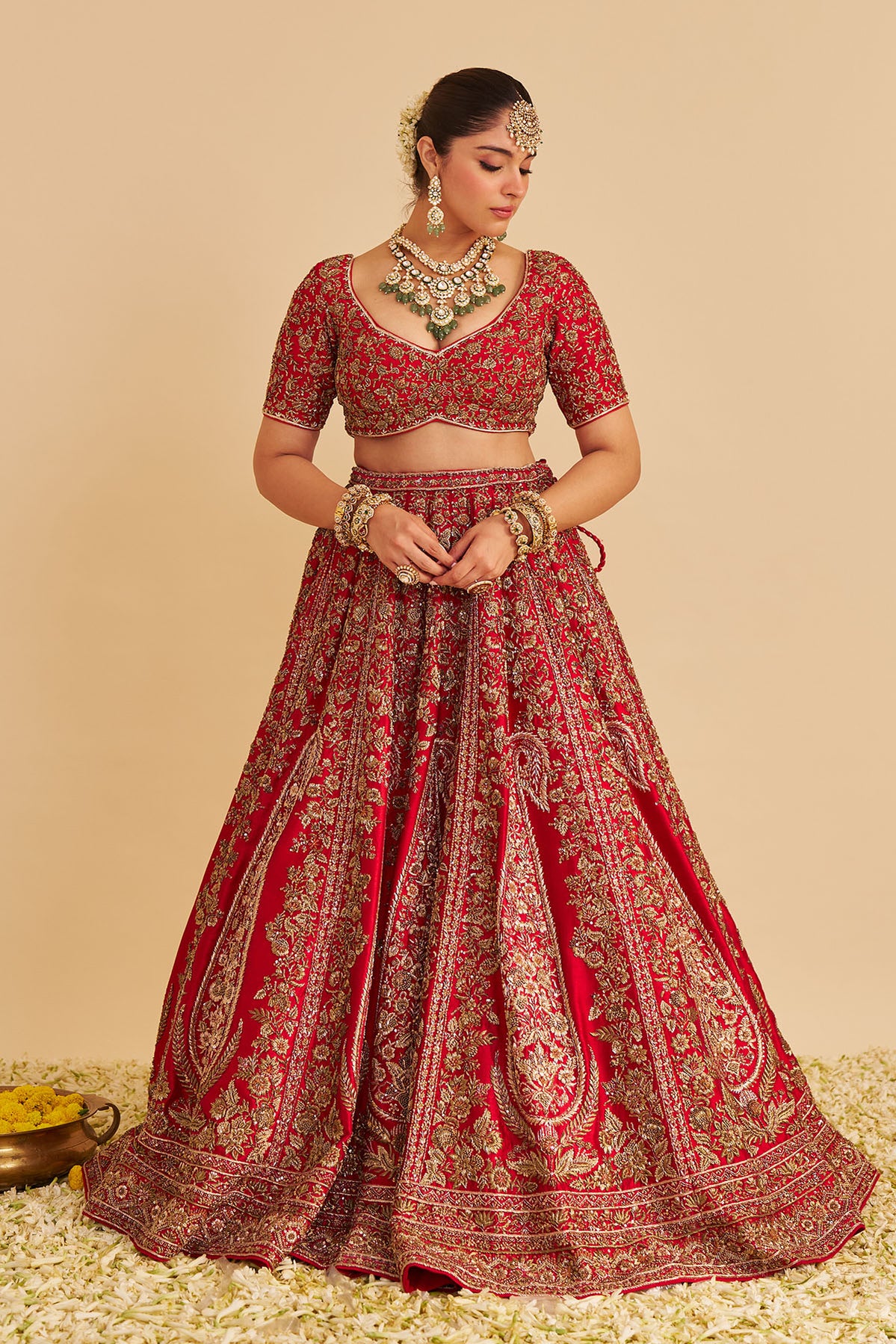 Mahanoor - Dabka Zardozi Embroidered Pure Silk Red Bridal Lehenga Set ...